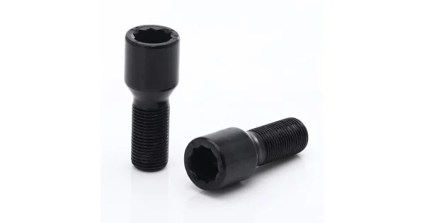Set of 10 BLACK star bolts 32mm 12x1,25 + Key