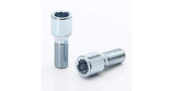 Set of 10 SILVER star bolts 32mm 12x1,25 + Key